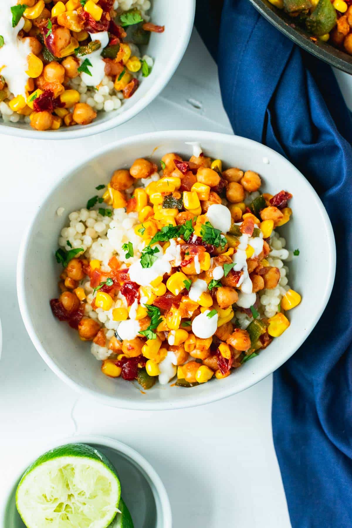 Honey Chipotle Chickpea Elote Bowls - Sticks Scratch Kitchen