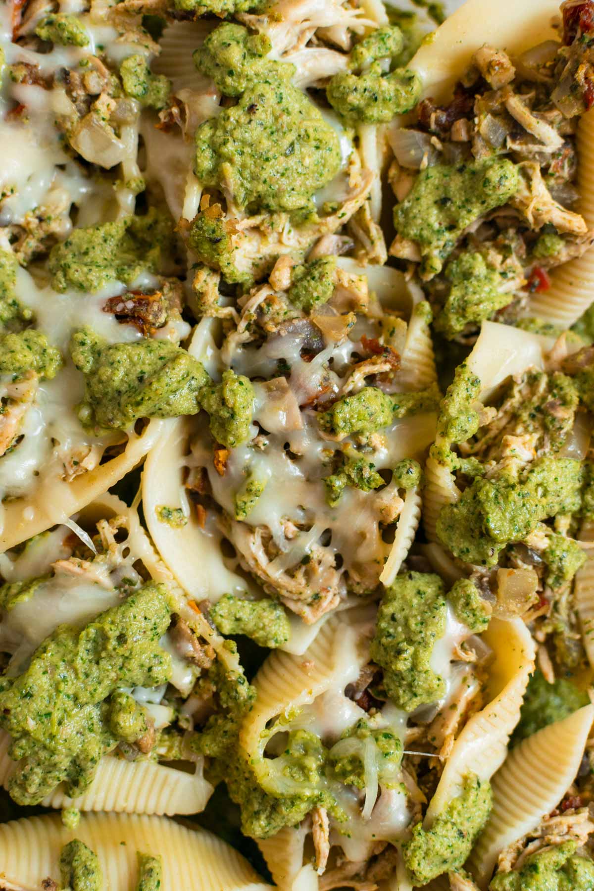 Pesto Chicken Stuffed Shells - Sticks Scratch Kitchen
